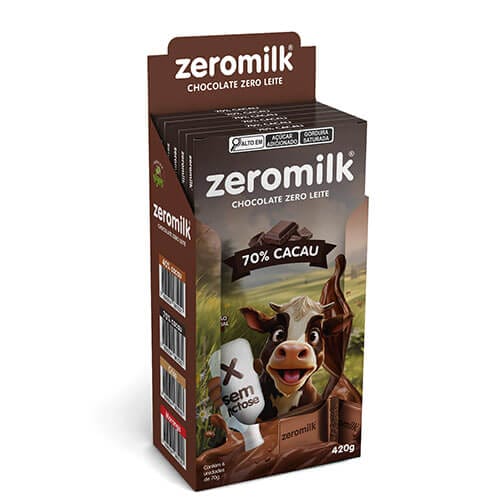 Chocolate Zeromilk 70% - Puro Sem Lactose Caixa com 6 un de 70g