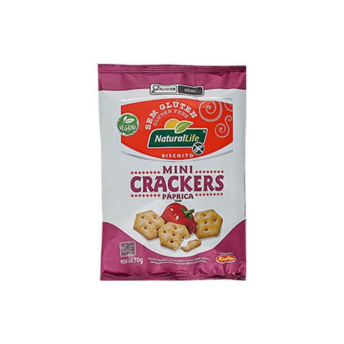 Biscoito Mini Crackers Páprica Sem Glúten Vegano 70g